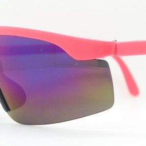 80s Vintage Visor Sports Shield Sunglasses. Pink Dayglo Brow With Wrap ...
