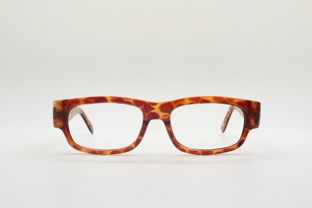 80s Vintage Rectangular Low Profile Eye Glasses. Transparent Brown ...