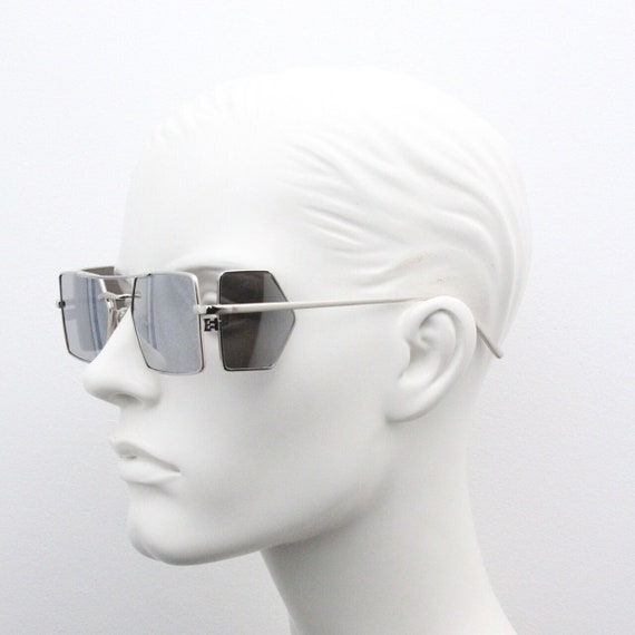 Y2K Vintage Rectangular Side Panel Sunglasses in Silver Mirror | Etsy