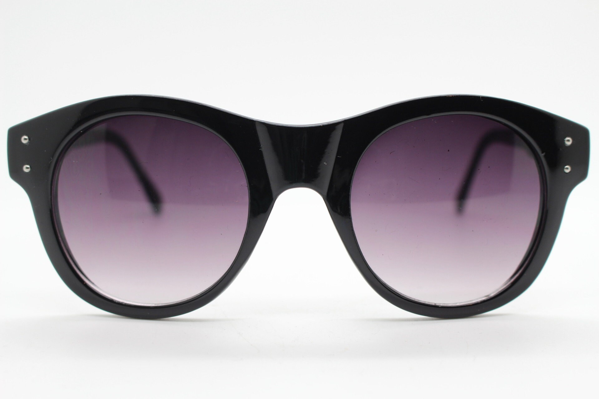 Y2k Vintage Round Glasses. Plain Black Gloss Thickened Frame | Etsy