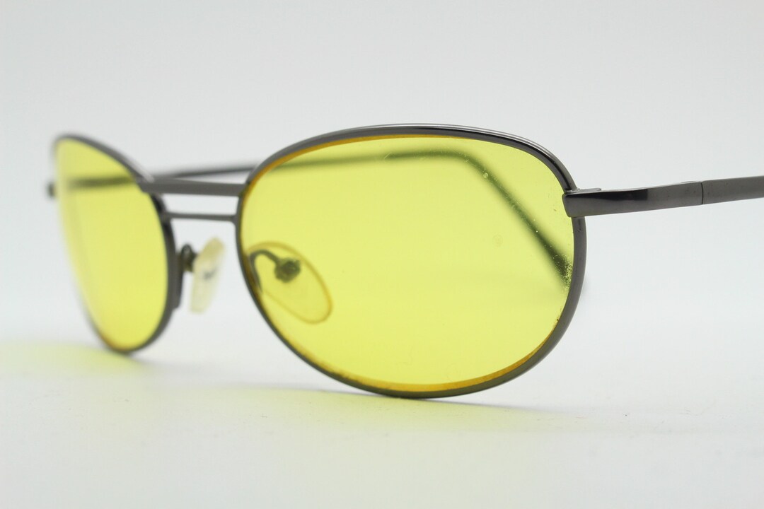 Y2K Vintage Small Oval Bug Eye Sunglasses. Gunmetal Grey Satin Finish ...