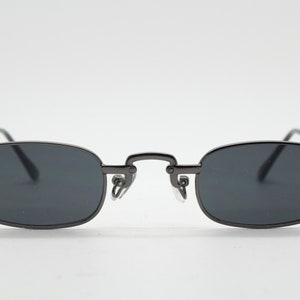 90s Vintage Small Rectangular Sunglasses. Imposing Minimal Gunmetal ...