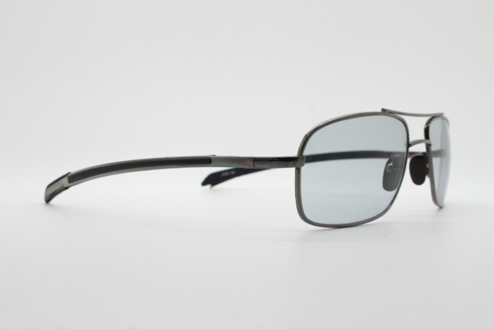 90s Vintage Modified Rectangular Aviator Sunglasses. Gunmetal Chrome ...