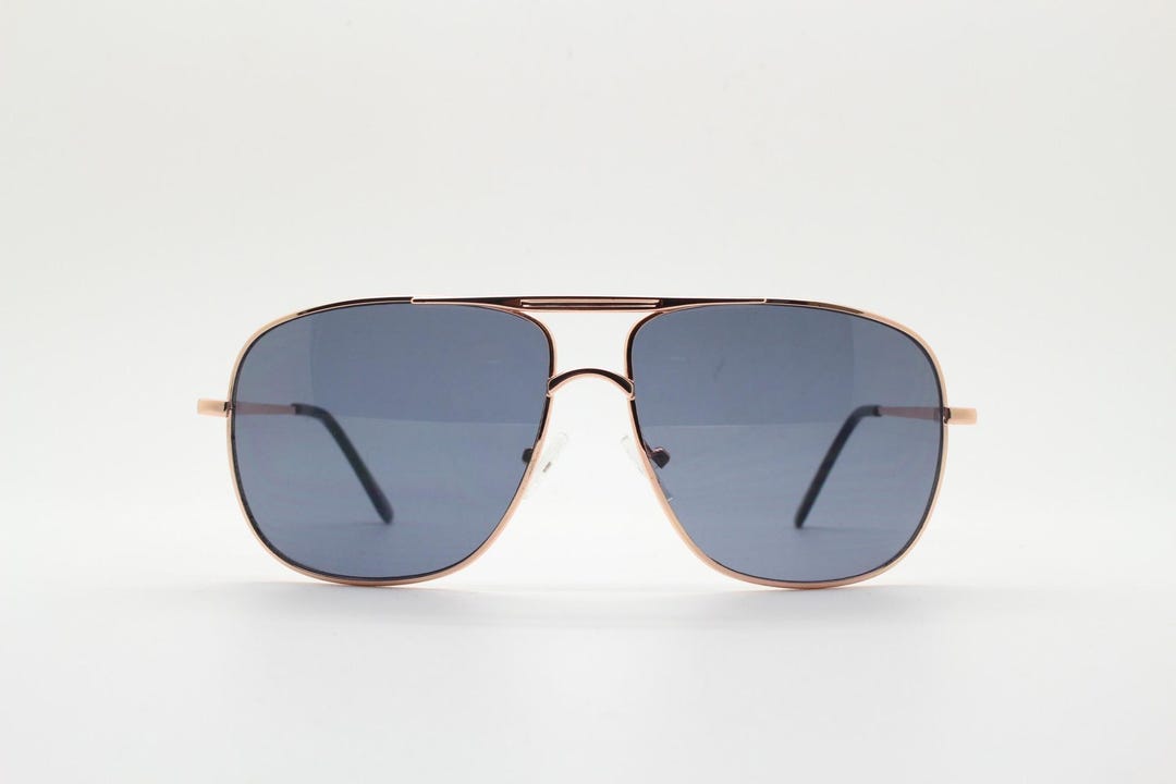 Y2K Vintage Square Aviator Sunglasses. Gold Chrome Metal Frame 70s ...