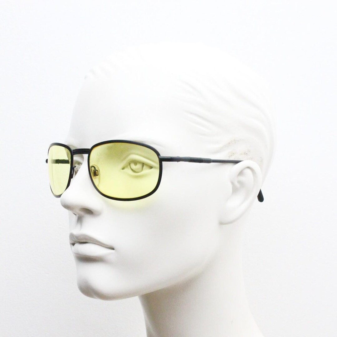 90s Vintage Oval Bug Eye Sunglasses. Matt Black Metal Frame With ...