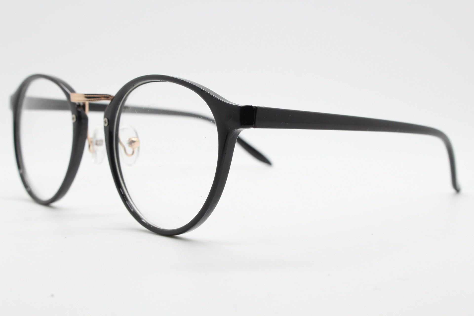 90s Vintage Slender Frame Glasses. Black With Gold Bridge - Etsy UK