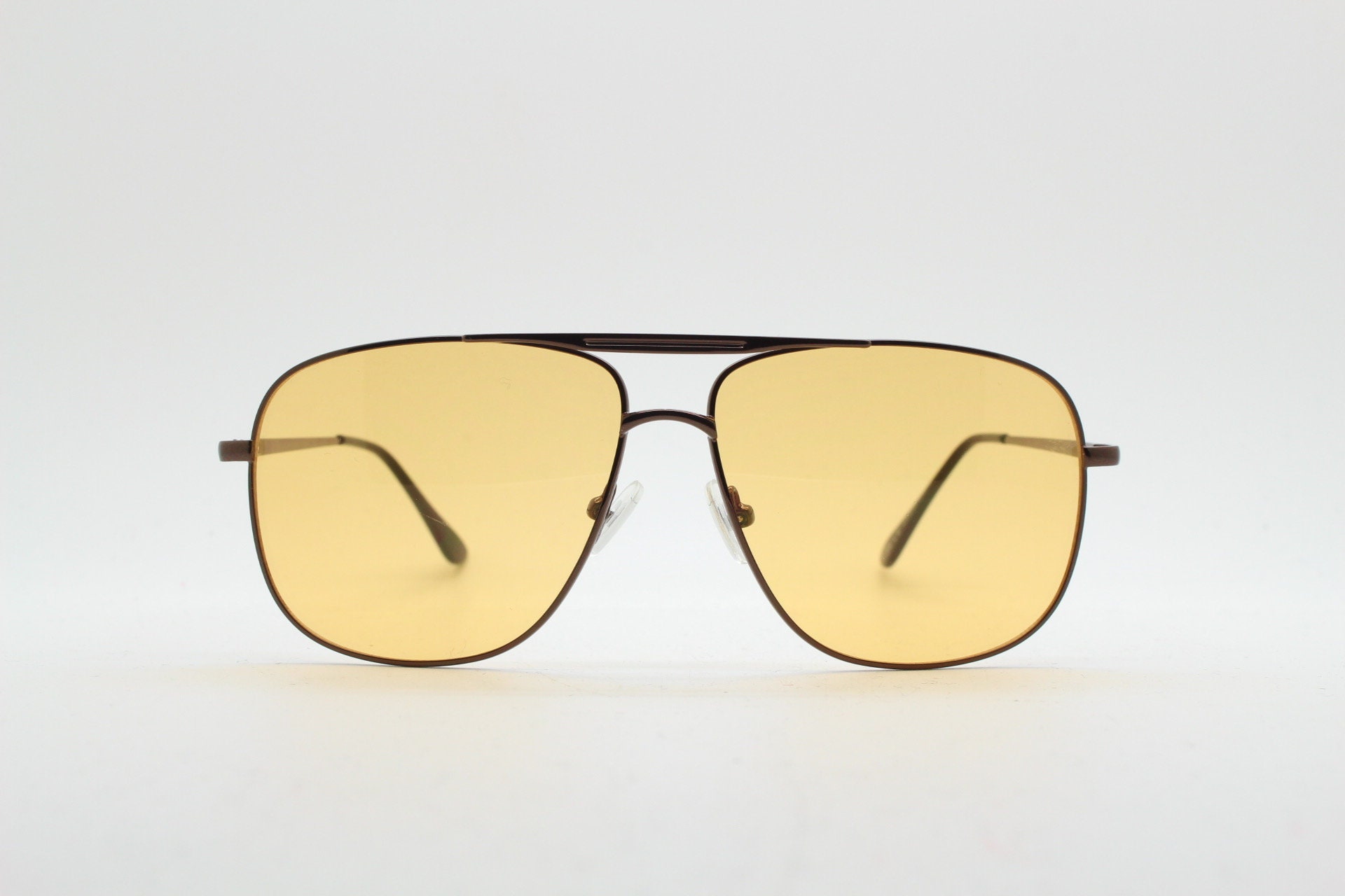 Y2K Vintage Square Aviator Sunglasses. Brown Chrome Metal - Etsy