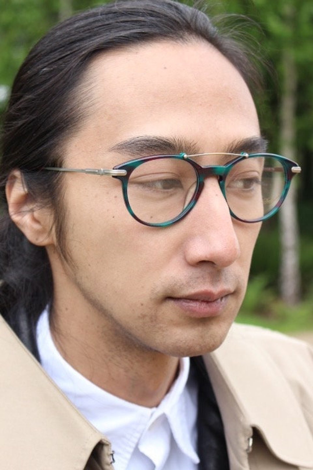Davidoff 90s Vintage Round Eye Glasses. Very Dark Green and Brown ...