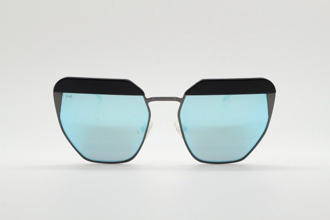 For Arts Sake Angular Cat Eye Hand Made Sunglasses. Black Flat Top ...