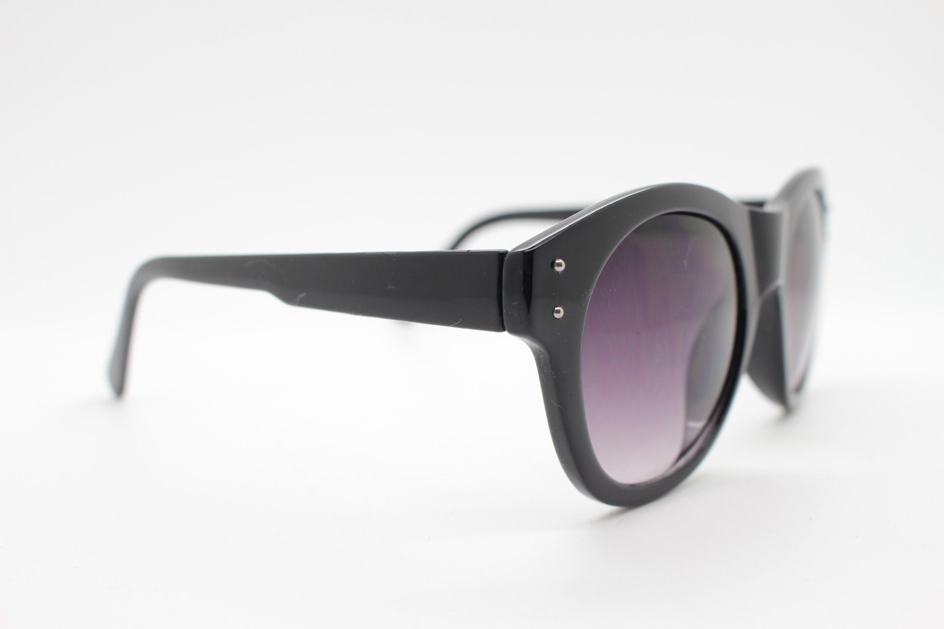 Y2k Vintage Round Glasses. Plain Black Gloss Thickened Frame | Etsy