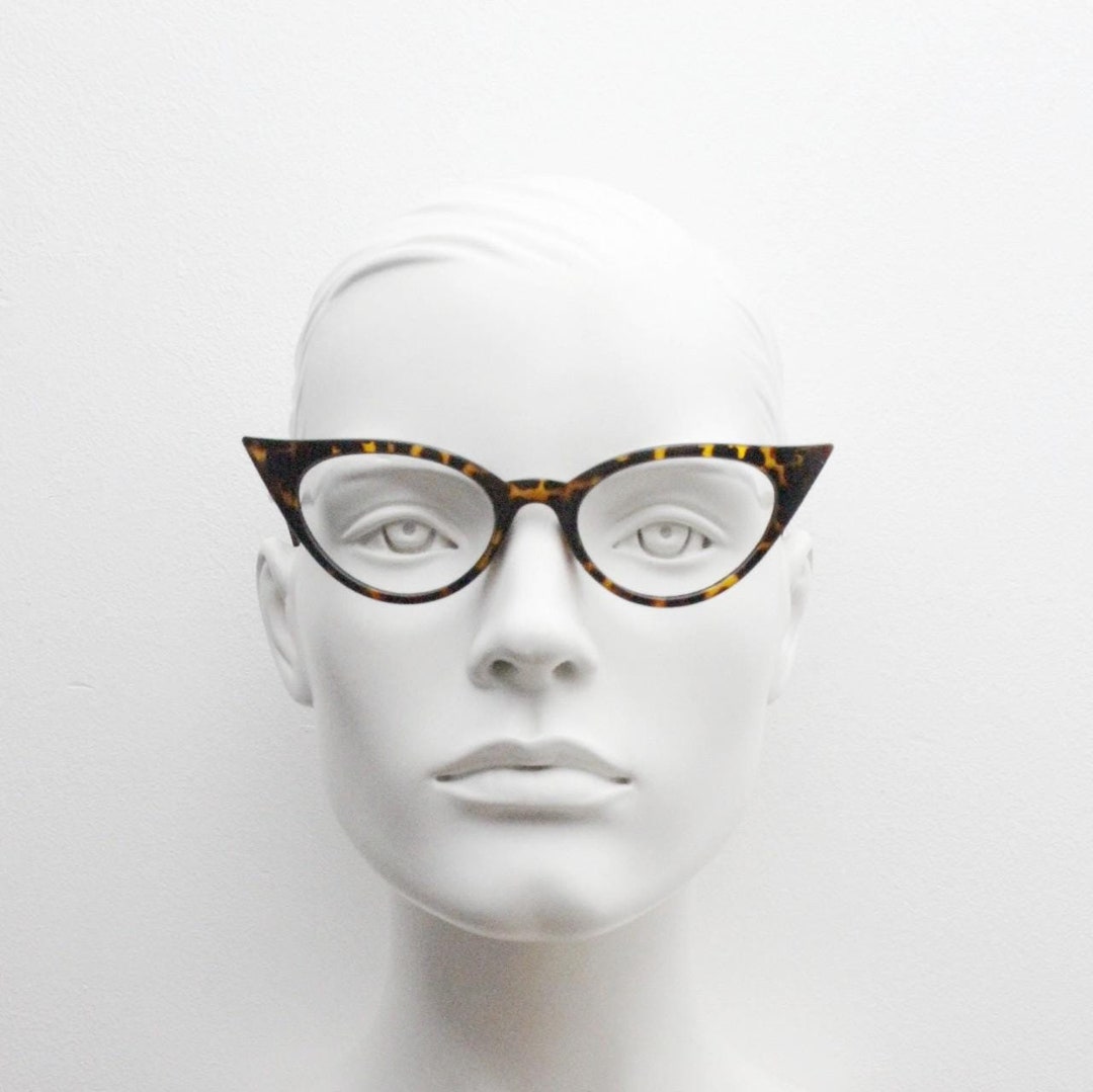 Pointed Vintage Cat Eye Glasses. Tortoise Slender Optical Frames. Y2K ...