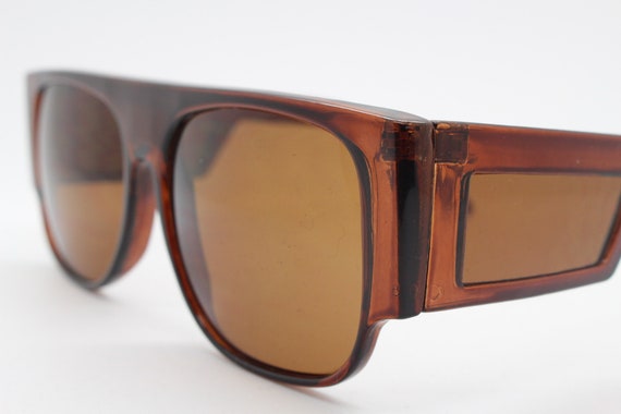 Y2K vintage rectangular side panel sunglasses. Brown … - Gem