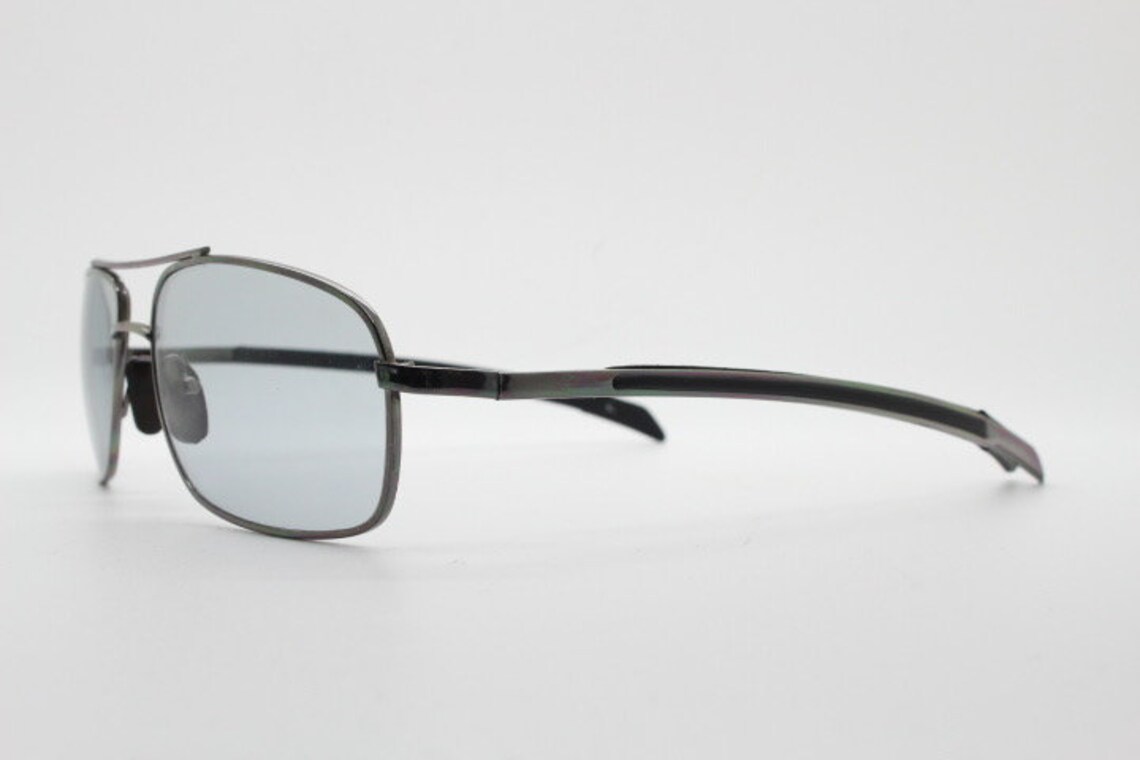 90s Vintage Modified Rectangular Aviator Sunglasses. Gunmetal Chrome ...