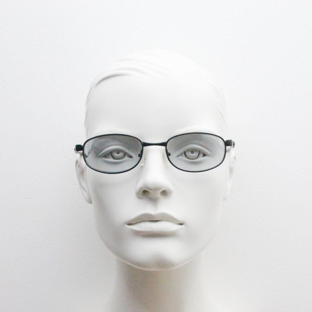 90s Vintage Oval Small Bug Eye Sunglasses. Curved Black Satin Finish ...