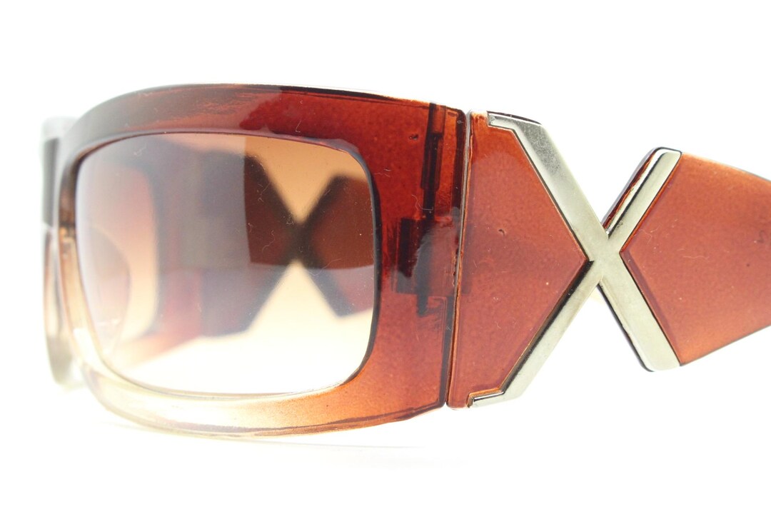 Y2K Vintage Big Wrap Around Sunglasses. Transparent Brown Shield Design ...