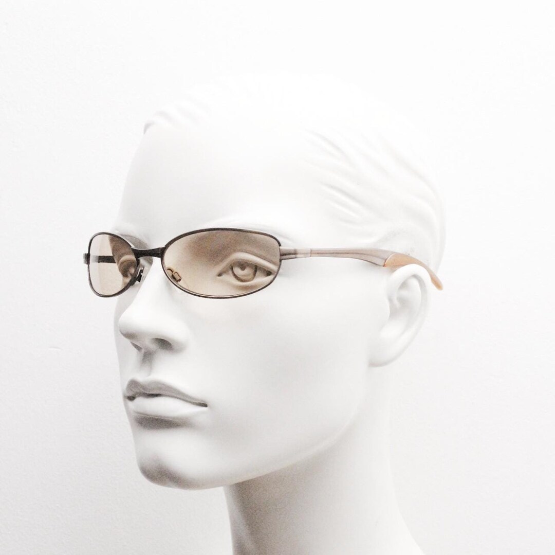 90s Vintage Oval Small Bug Eye Sunglasses. Curved Brushed Bronze Finish ...