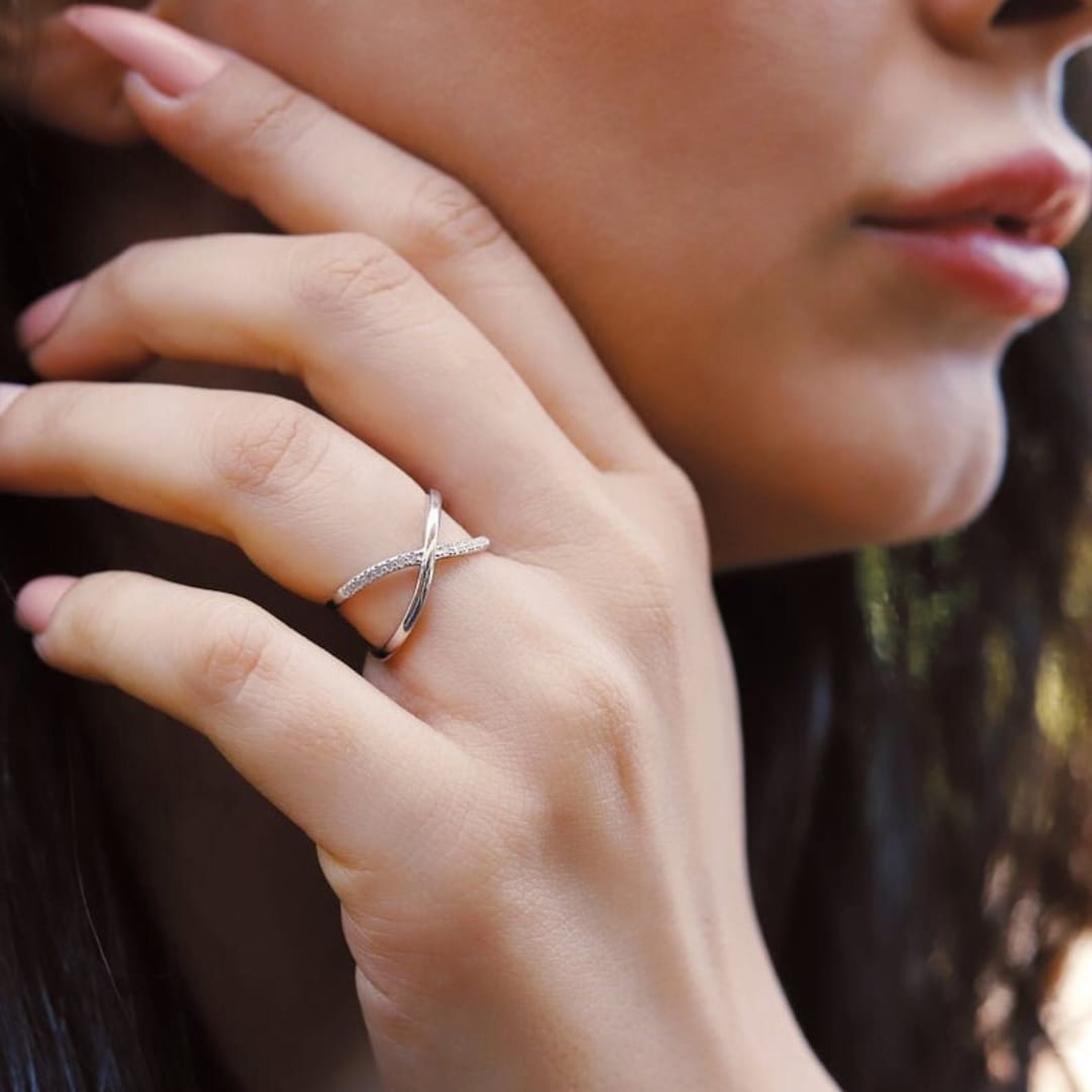X Shape Wedding Ring/ Simple & Elegant Crossover Ring/ X Diamond Ring ...