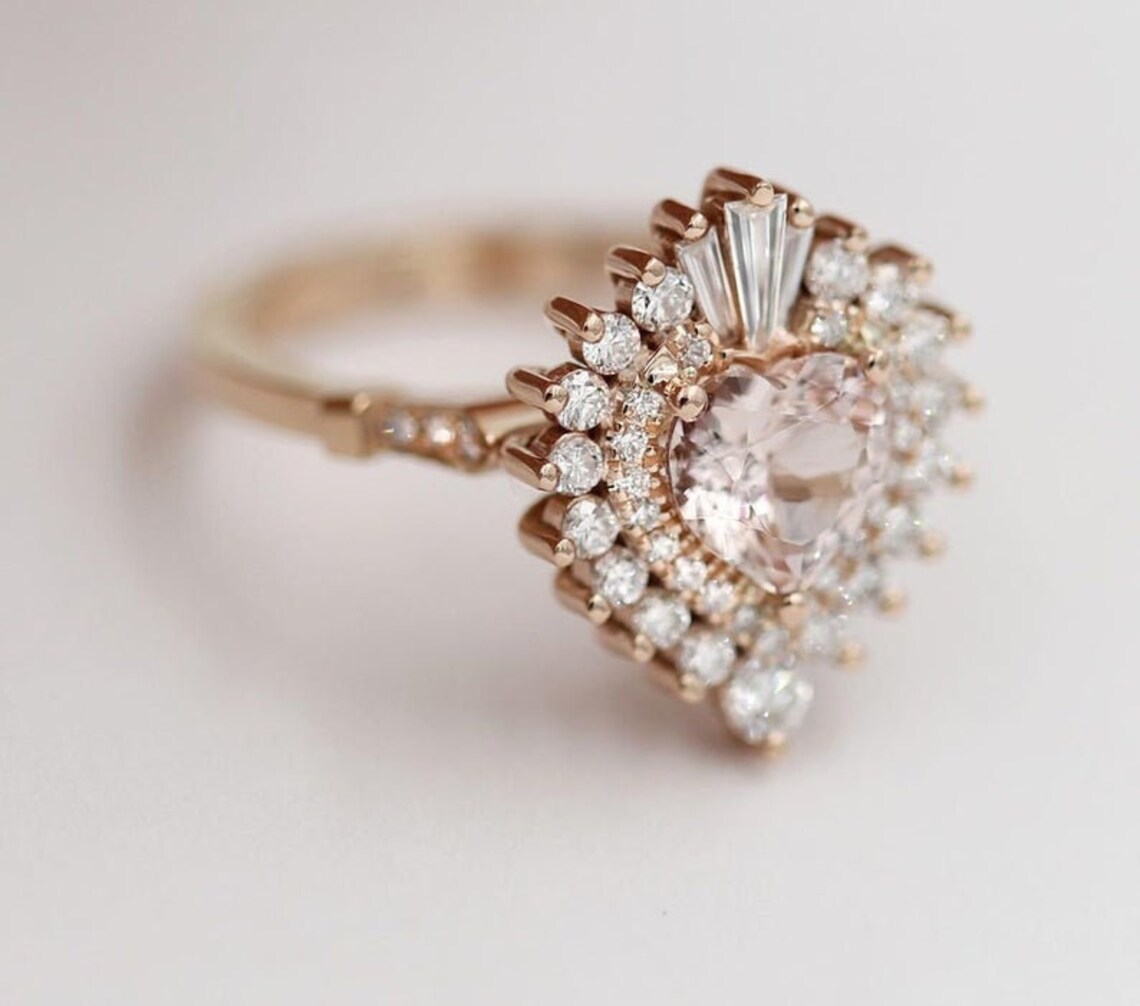 Heart shape bridal ring/ Heart cut vintage engagement ring / | Etsy