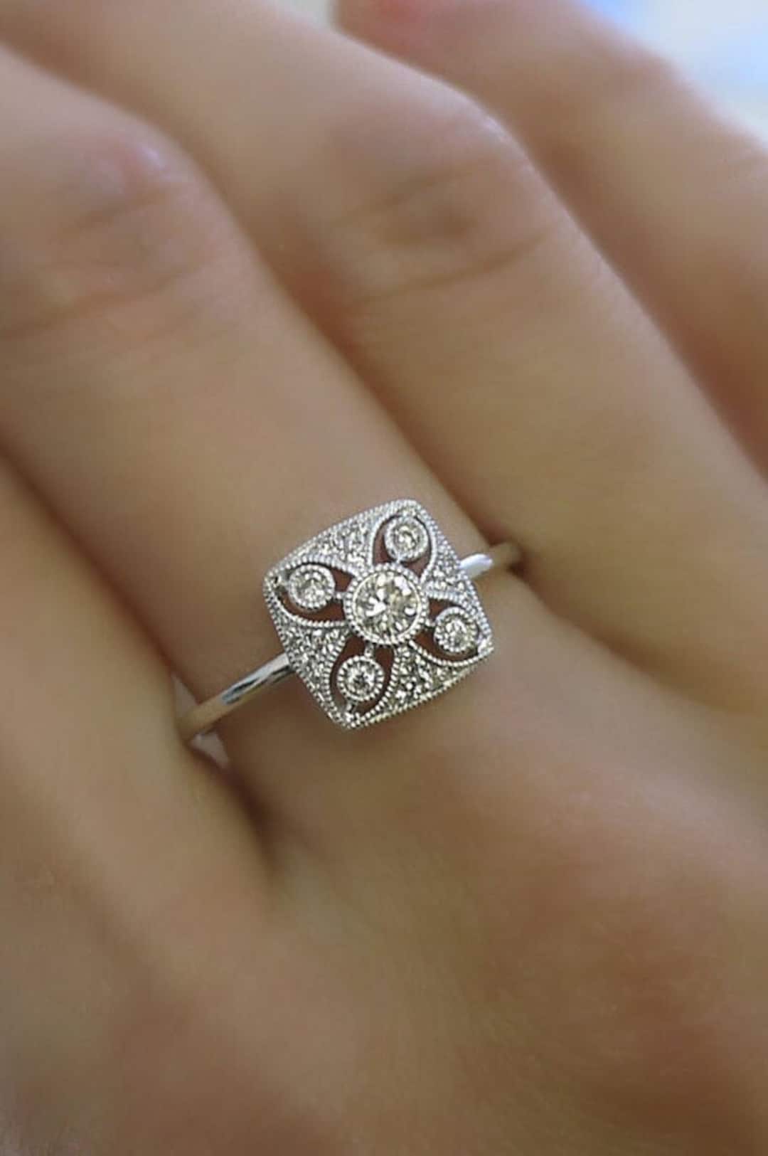Ornate Art Deco Ring, Art Deco Style Engagement Ring, Art Deco Inspired ...