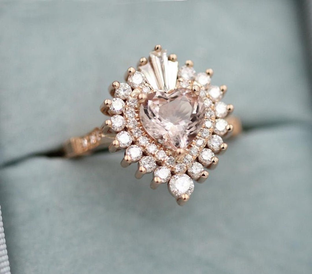 Heart Shape Bridal Ring/ Heart Cut Vintage Engagement Ring / Heart ...