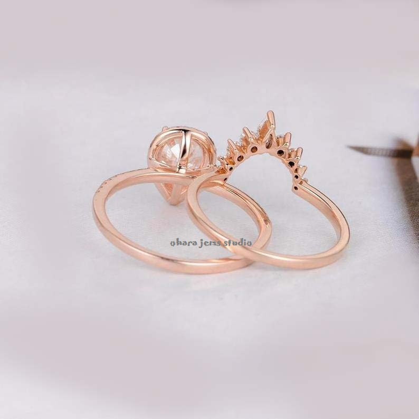 Pear Cut Bridal Ring Set / Pear Shaped Wedding Ring Set / Hi - Etsy