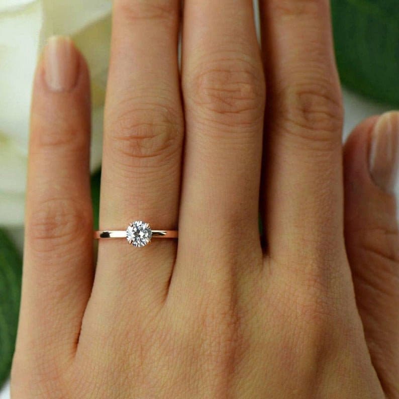 Promise Ring Engagement Ring Round Solitaire Ringdiamond - Etsy