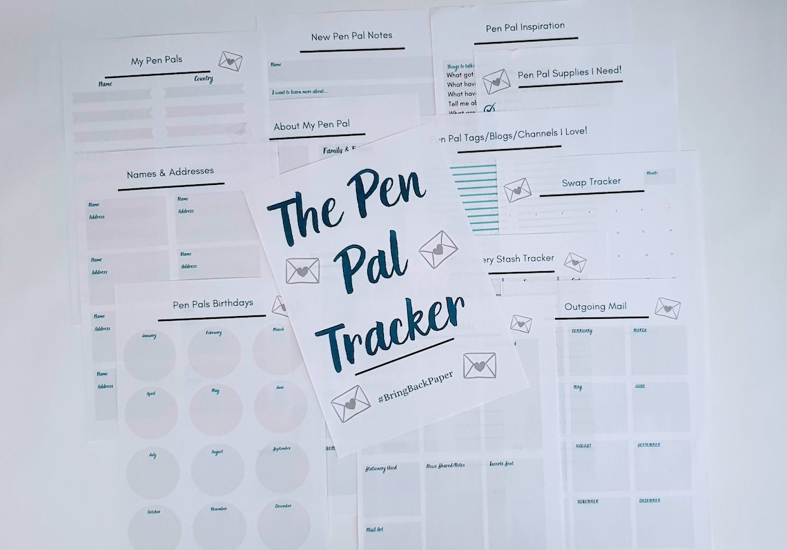 Pen Pal Tracker Aqua | Etsy
