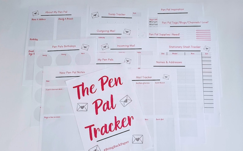 Pen Pal Tracker - Pink - Etsy