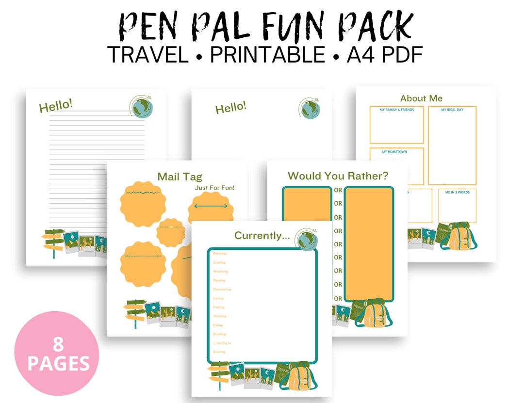 Pen Pal Fun Pack Travel - Etsy