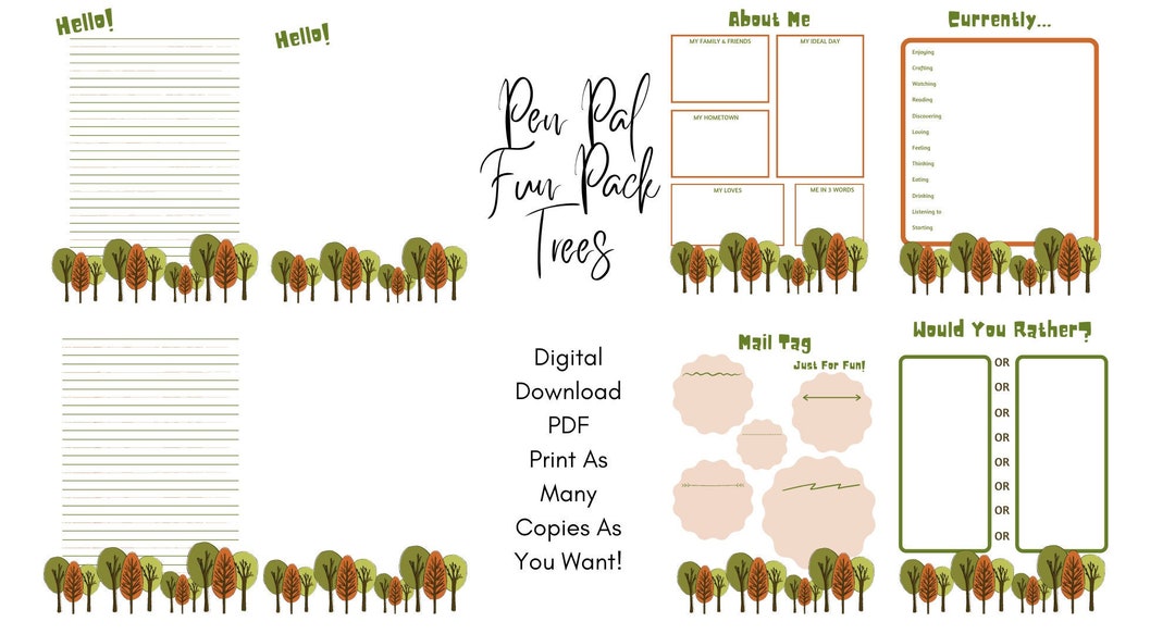 Pen Pal Fun Pack Trees - Etsy