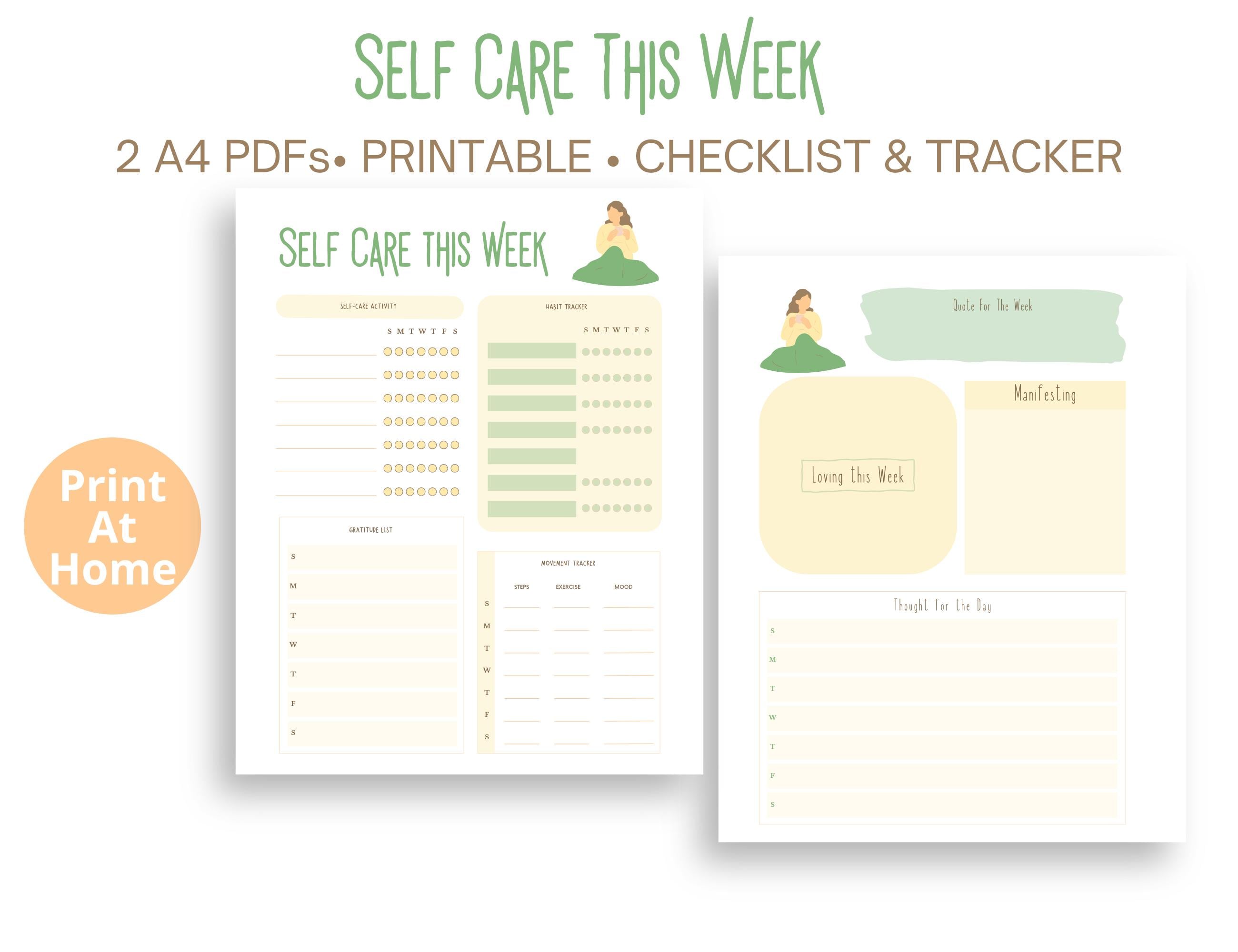 Weekly Self Care Tracker Printable, Daily Self Care Checklist, Routine ...