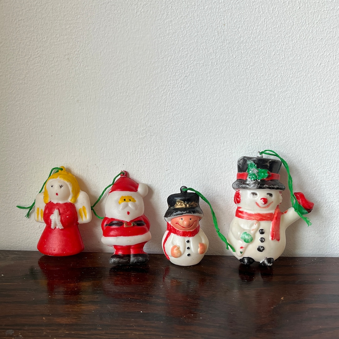 4 X Vintage Retro Santa Tree Decorations, Angel Snowman Ornaments 1960 ...