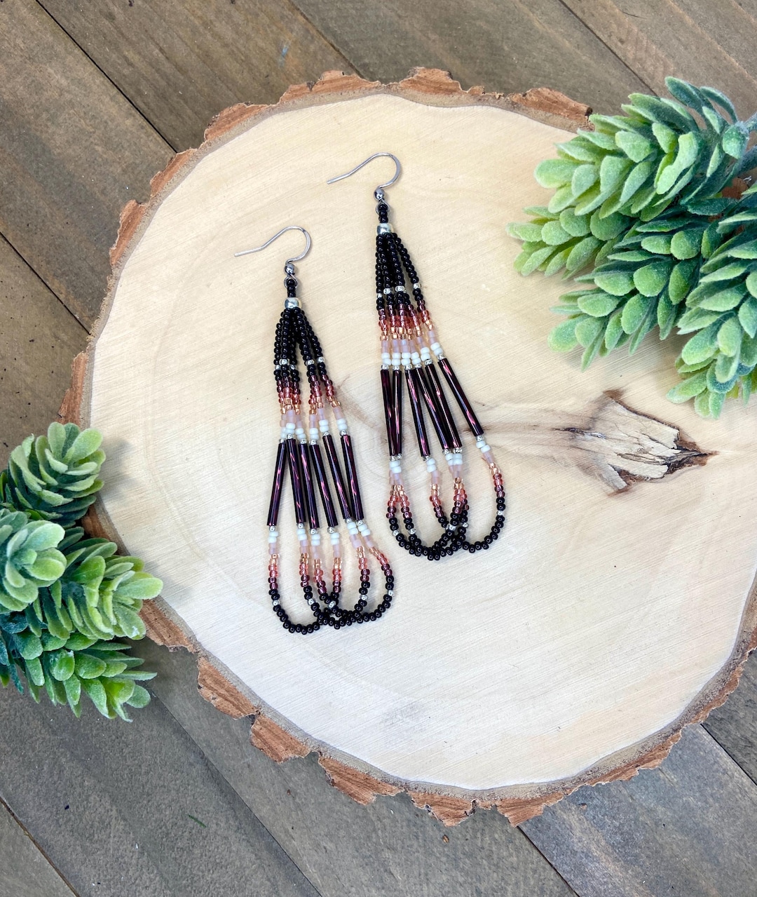 Beaded Earrings, "blackberry Frost" | Indigenous Made | Authentic ...