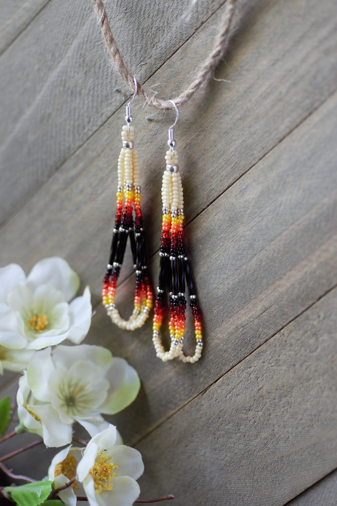 Beaded Earrings, "glowing Embers" | Indigenous Made | Authentic Native ...