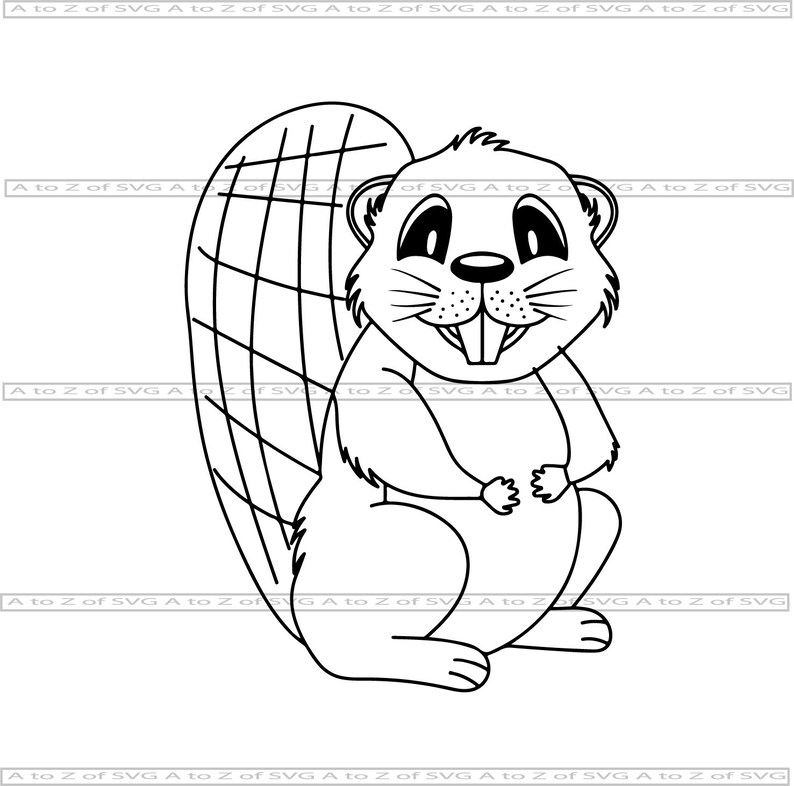 Cartoon Beaver Full Body Animal Detailed Silhouette Outline | Etsy