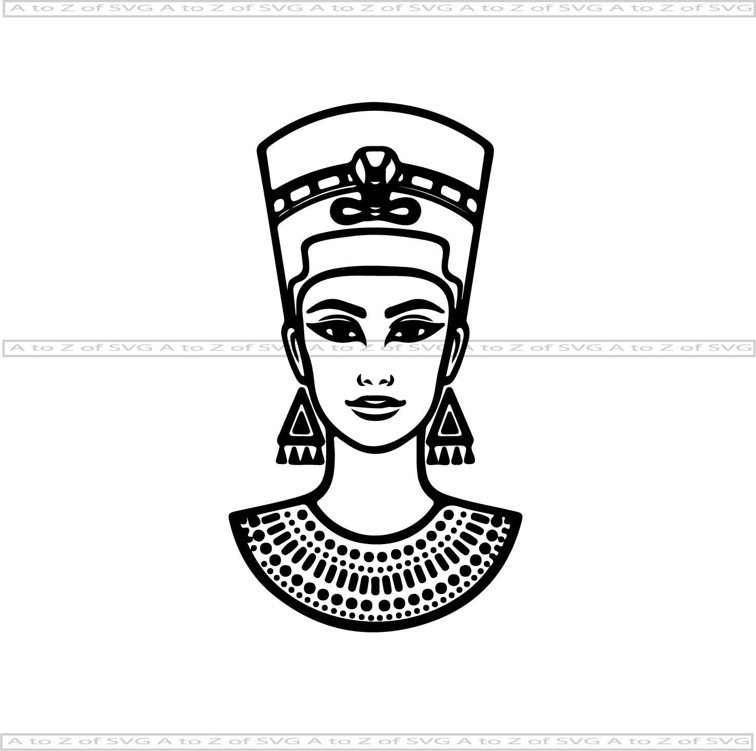 Female Egyptian Head Mummy Detailed Silhouette Outline .SVG | Etsy