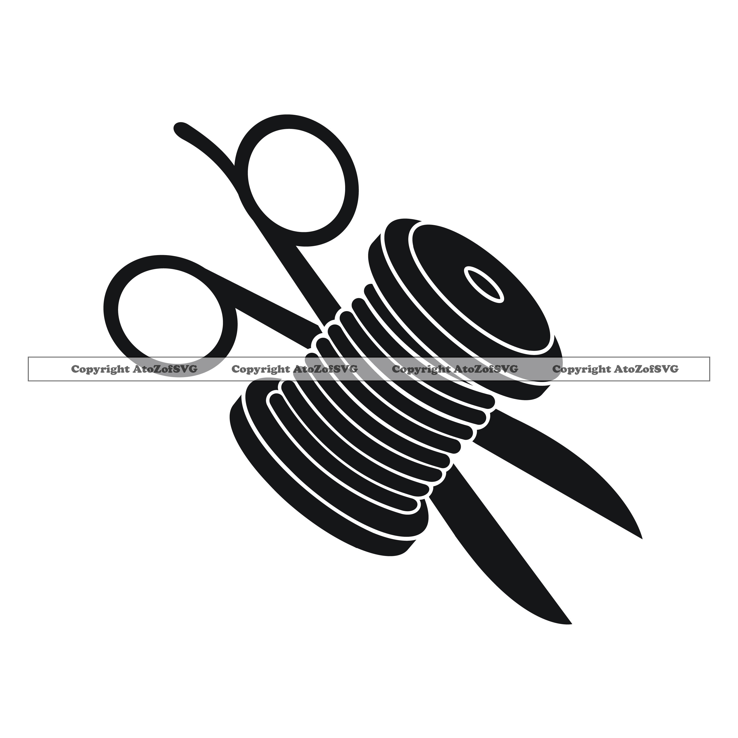 Craft Supplies & Tools Scissors Spool of Thread Tailor Tailoring ...