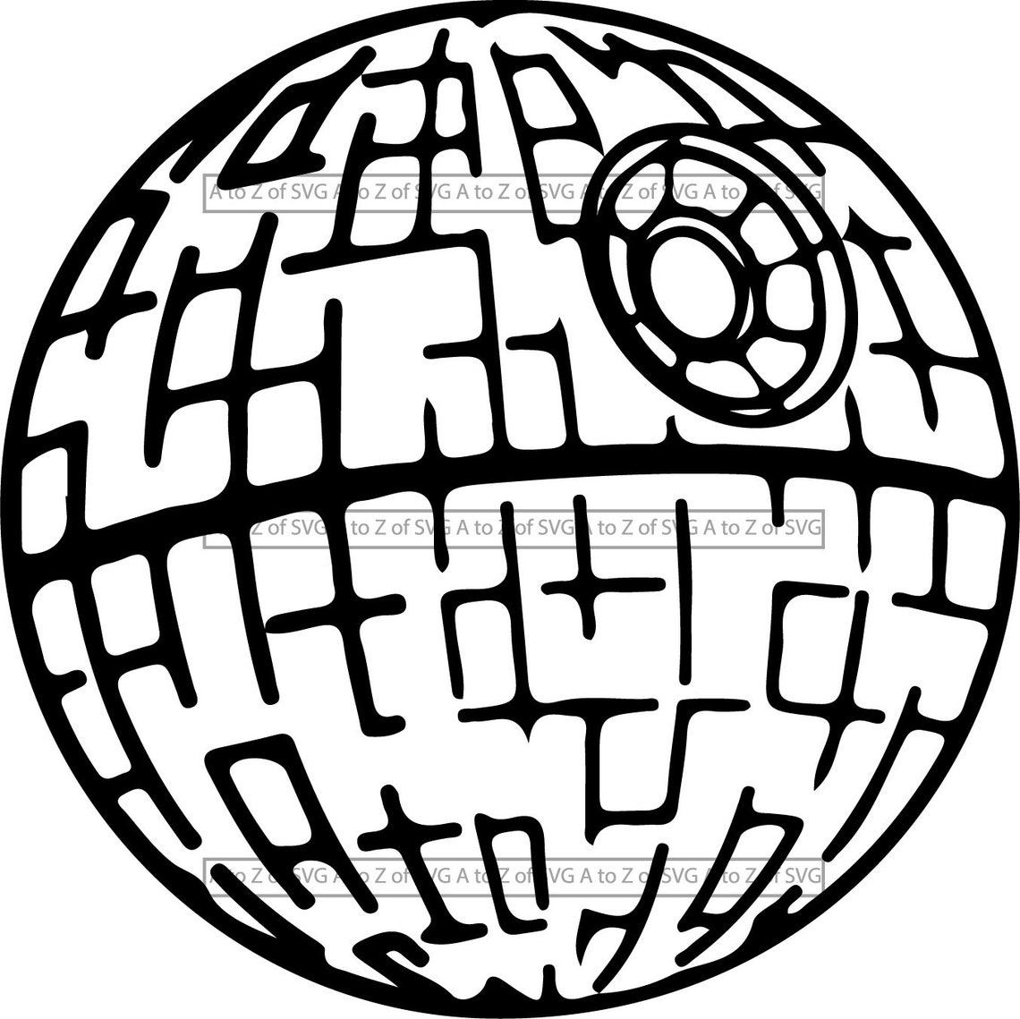 Star Wars Death Star Detailed Silhouette Outline .SVG Design | Etsy