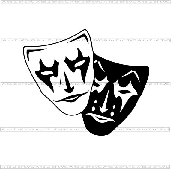 Theatre Musical Masks Drama Happy Sad Frown Smile Detailed | Etsy