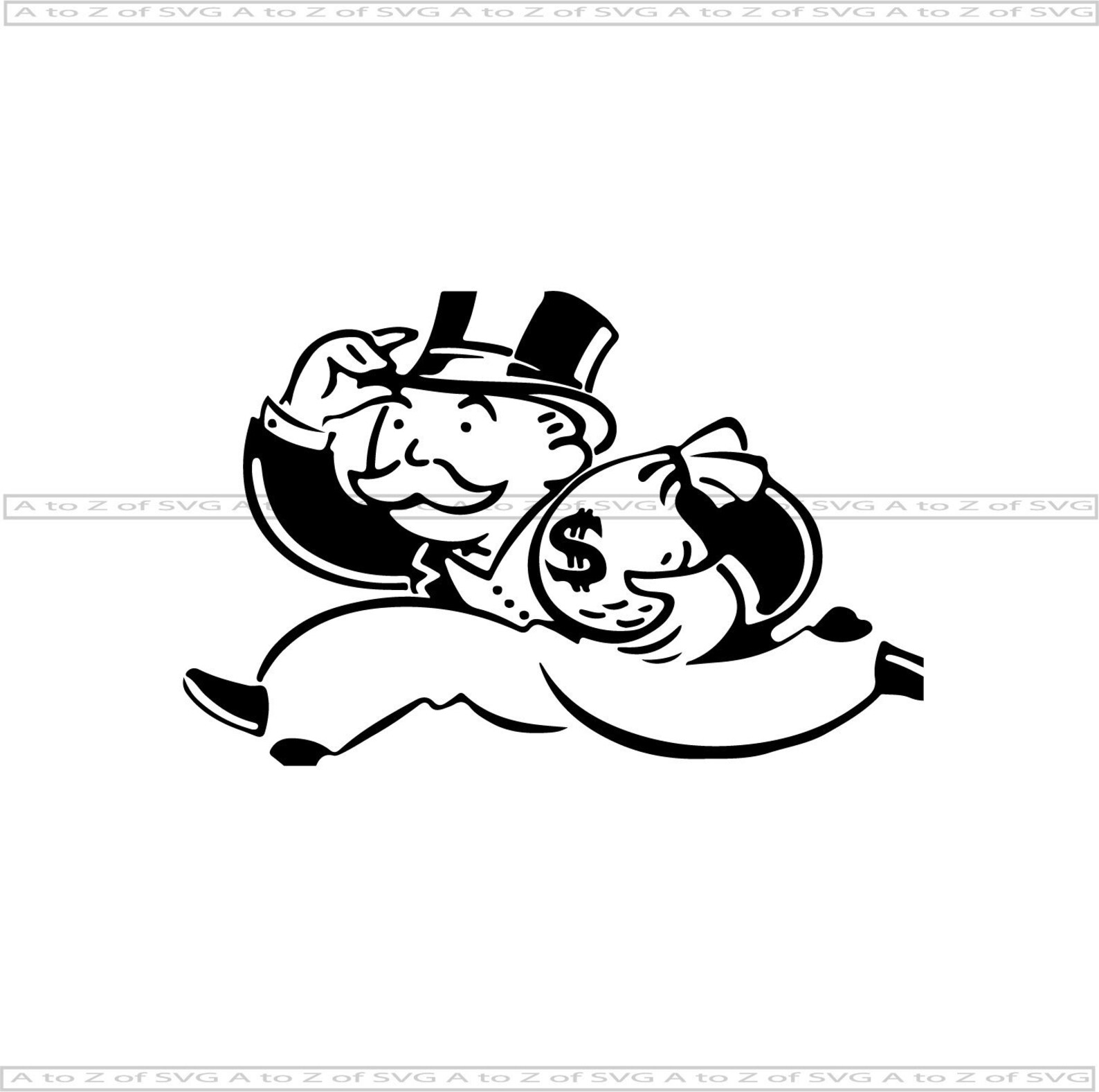 Monopoly Man Running Money Bag Hasbro Board Game Detailed | Etsy