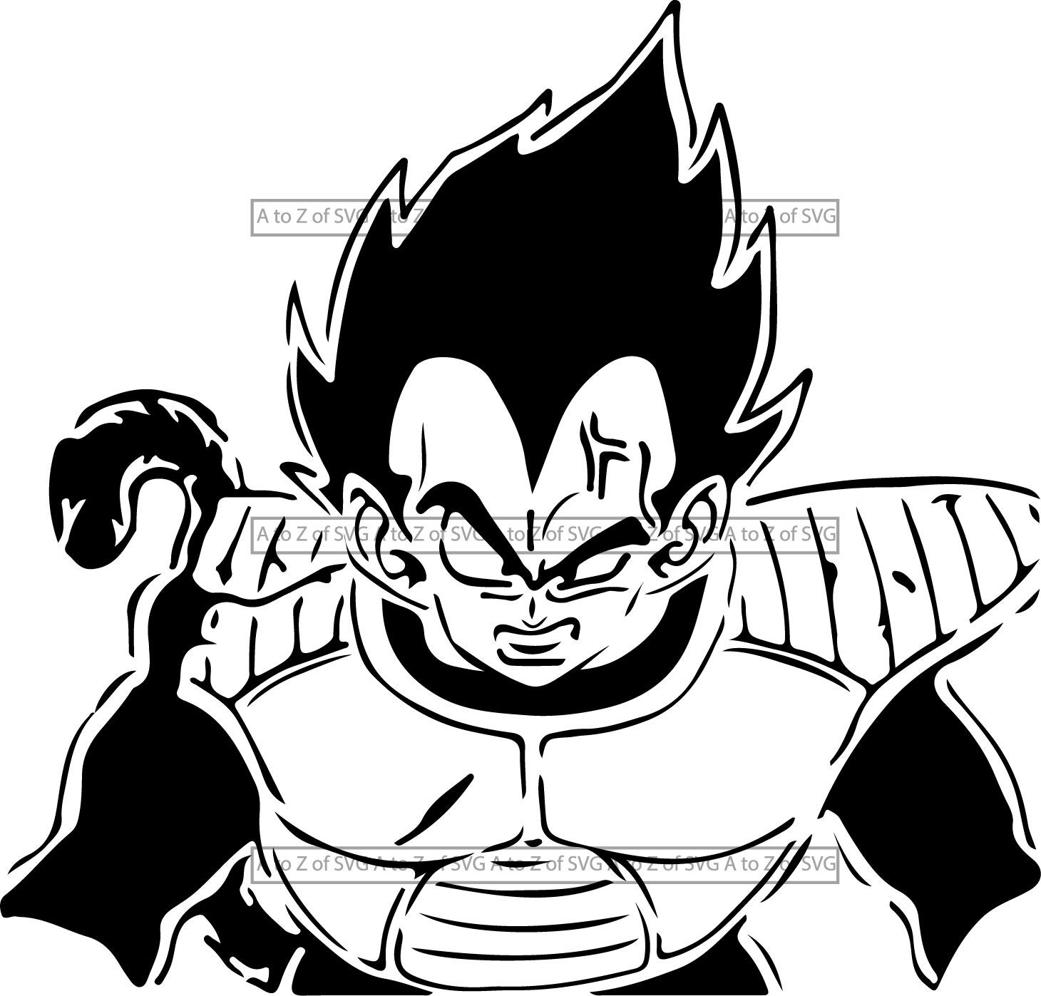 Vegeta Dragonball Z Full Body DBZ Detailed Silhouette Outline | Etsy