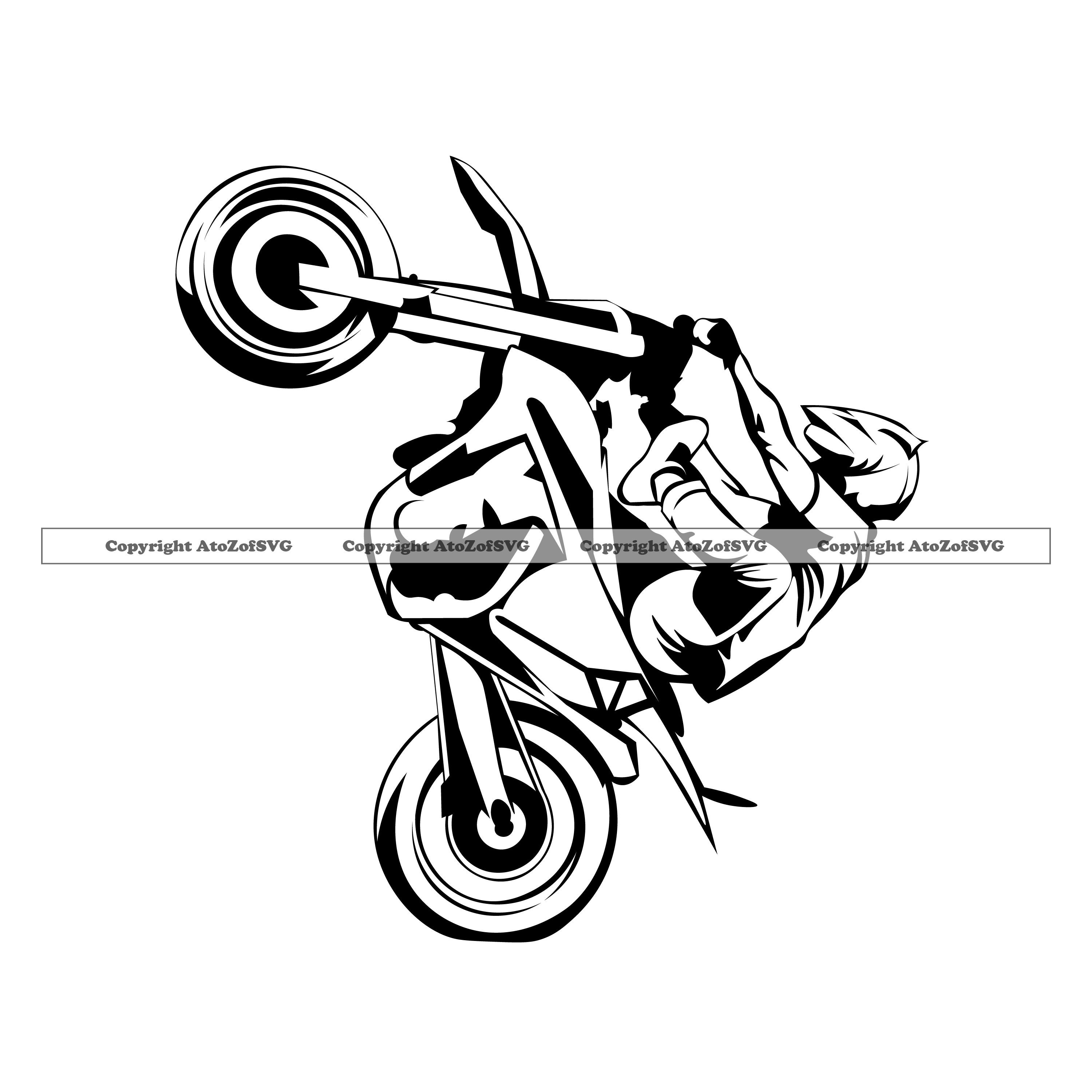 Clip Art Motorbike Motorcycle Stunt Wheelie Wheely Bike Motocross Dirt ...