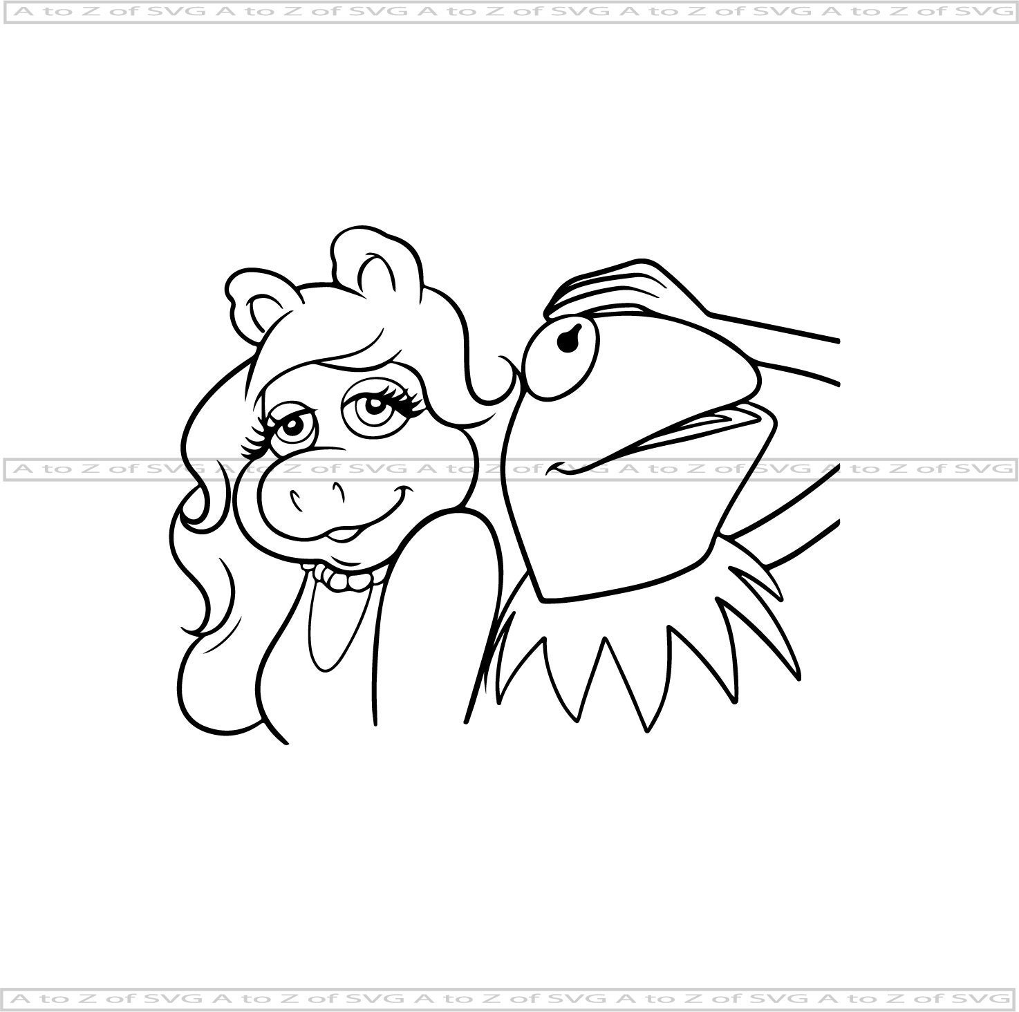 Kermit The Frog Miss Piggy The Muppets Detailed Silhouette | Etsy