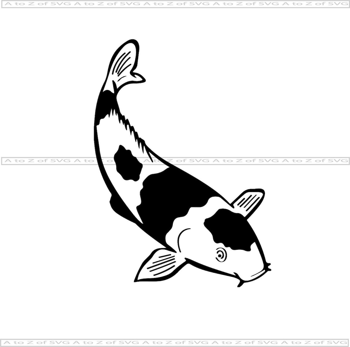 Koi Carp Swimming Silhouette SVG Design Logo DXF PNG Vector | Etsy