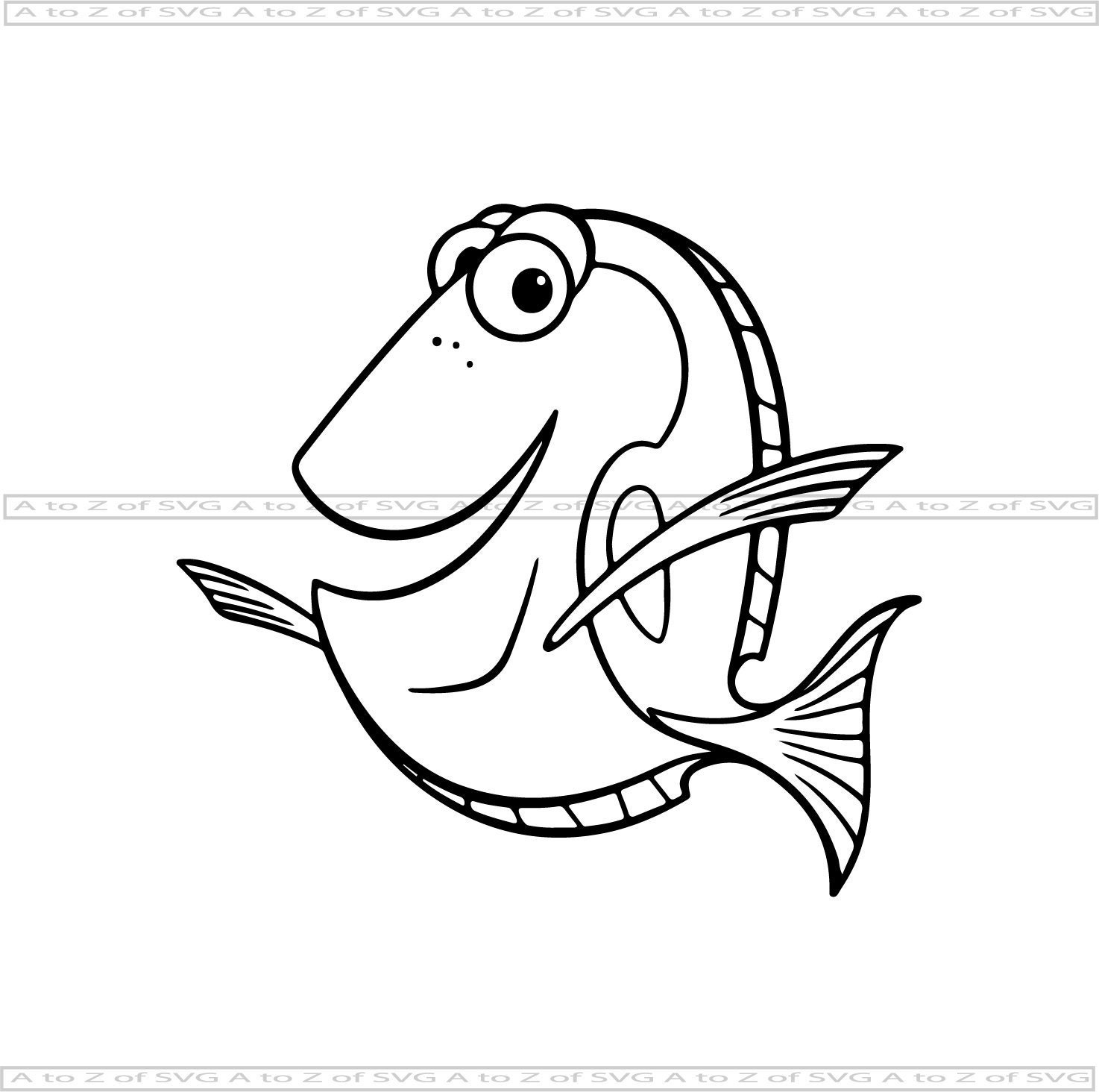 Dory Finding Nemo Fish Detailed Silhouette Outline .SVG Design | Etsy
