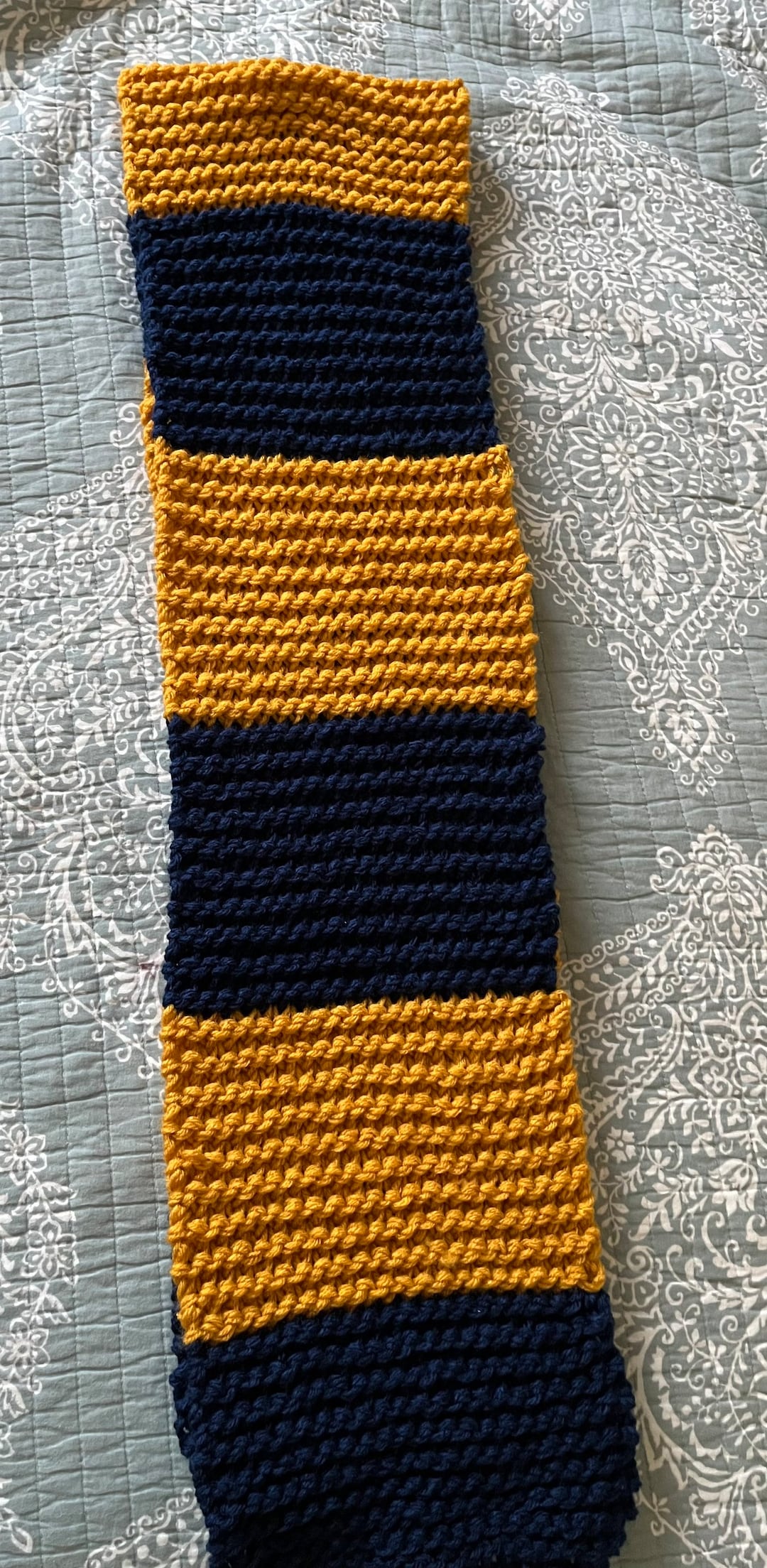 Hand Knit Scarf in Blue and Gold Long. Cal Berkeley - Etsy
