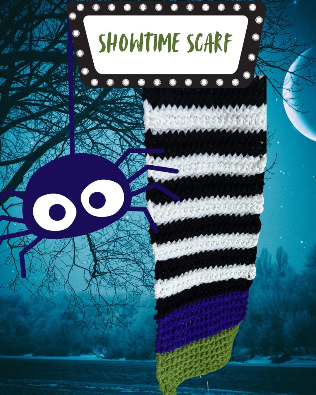 Beetlejuice Inspired Scarf. Black, White, Green and Purple - Etsy