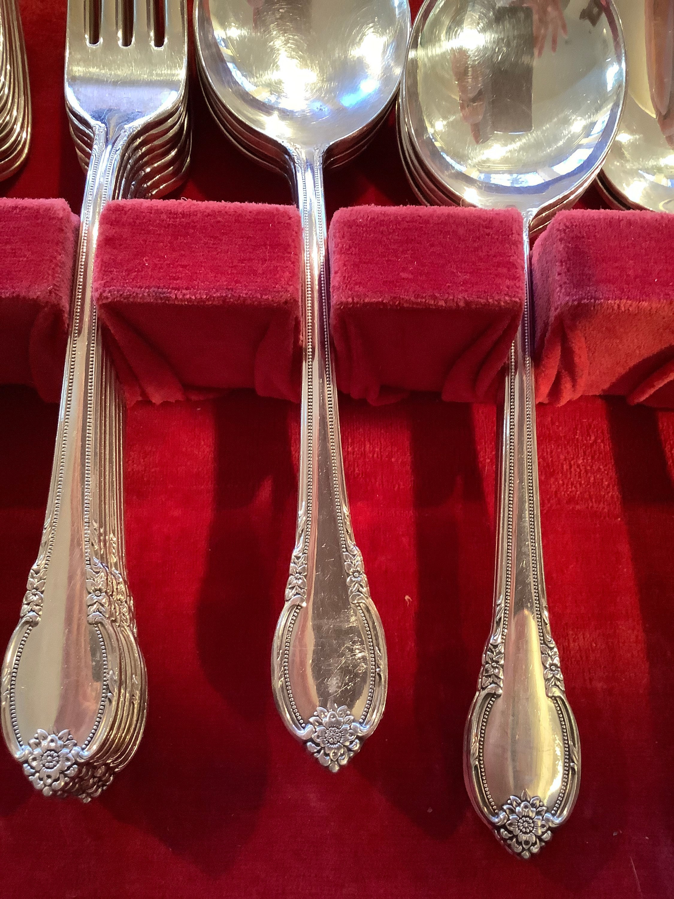 Vintage Painted Box, Silver Plate Flatware Silverware Rogers Brothers ...