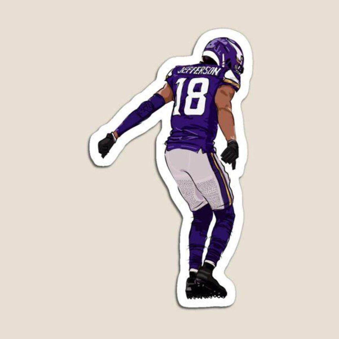 Justin Jefferson Griddy Sketch Glossy Sticker (3”, Water Resistant ...