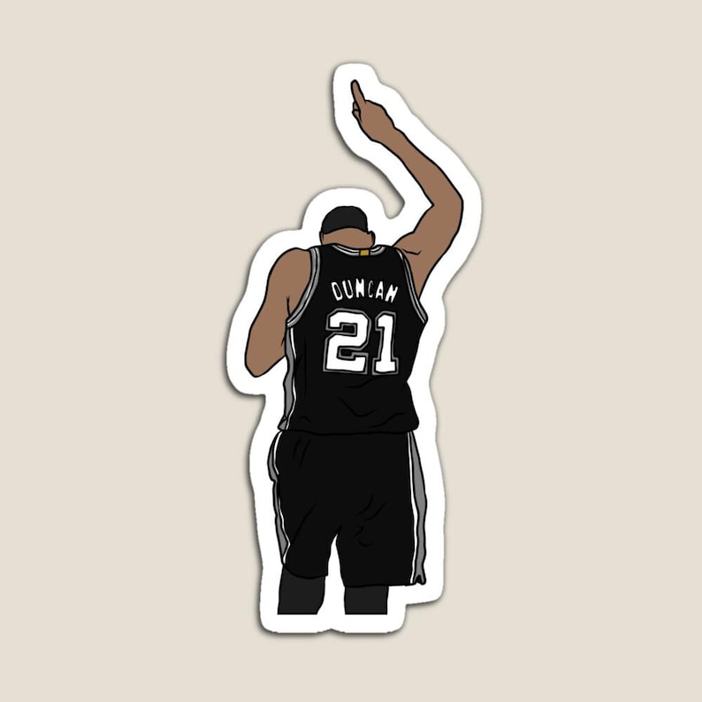 Tim Duncan Pointing up Glossy Sticker (3”, Water Resistant) Laptop and ...
